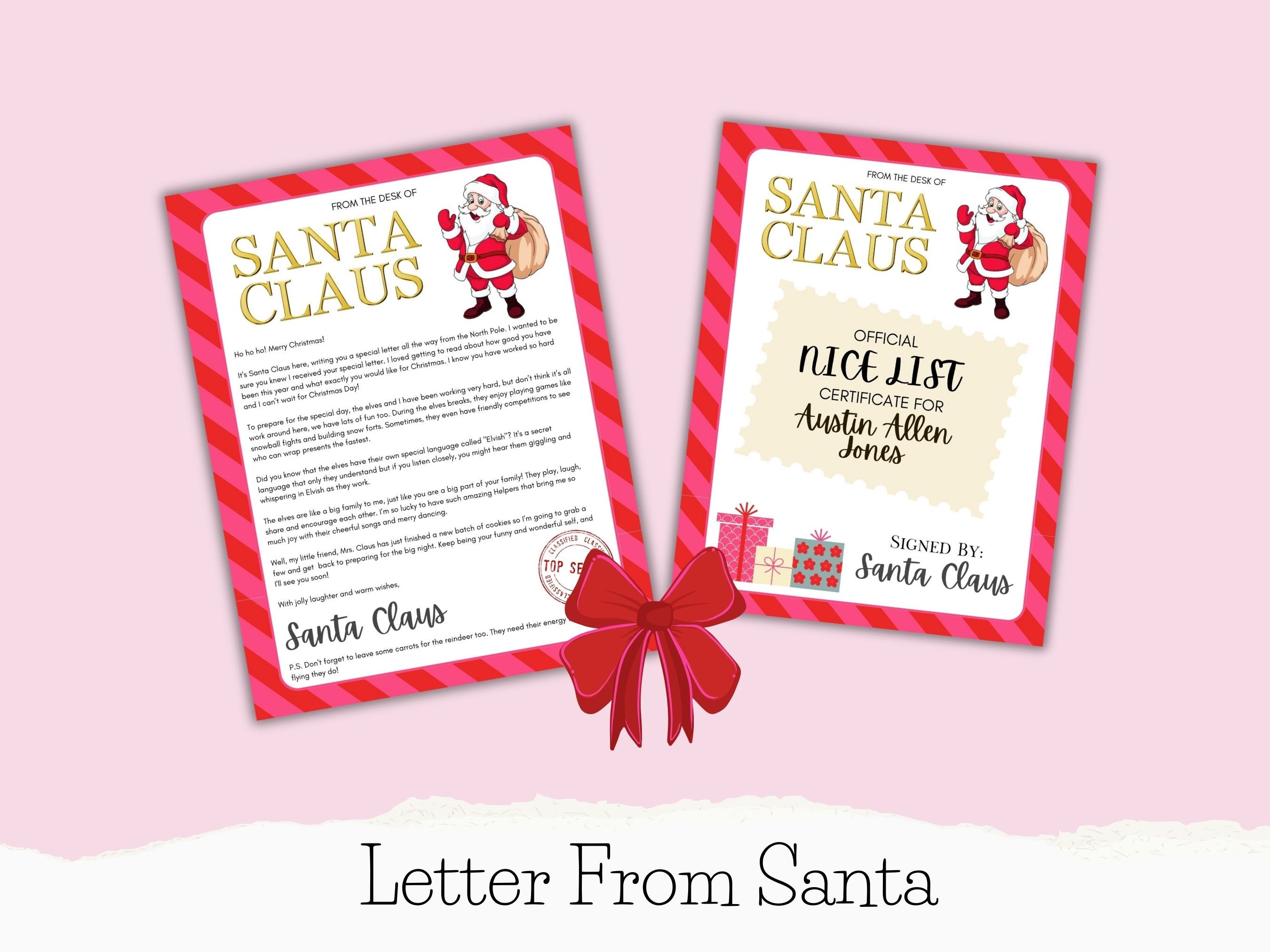 Letter From Santa Secret Santa Ideas Santa Letters Nice - Etsy