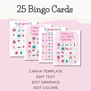 Christmas Bingo, 25 Bingo Cards, Christmas Games, Holiday Bingo ...
