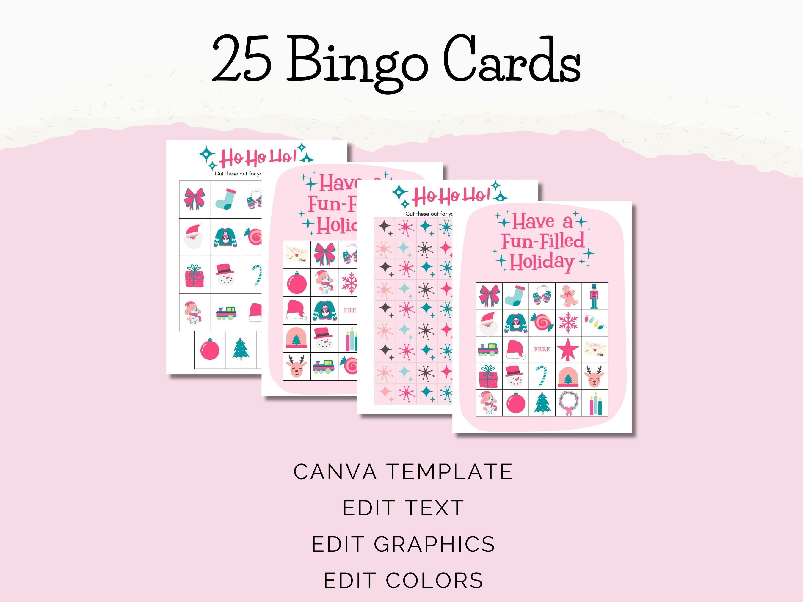 Christmas Bingo, 25 Bingo Cards, Christmas Games, Holiday Bingo ...