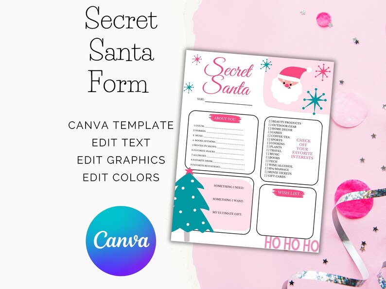 Secret Santa Questionnaire Secret Santa Form Secret Santa Form for Gift ...