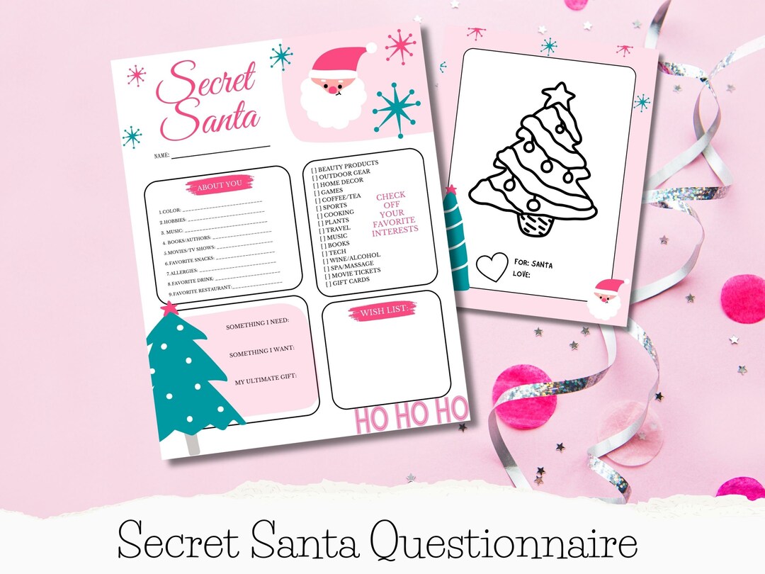 Secret Santa Questionnaire Secret Santa Form Secret Santa Form for Gift ...