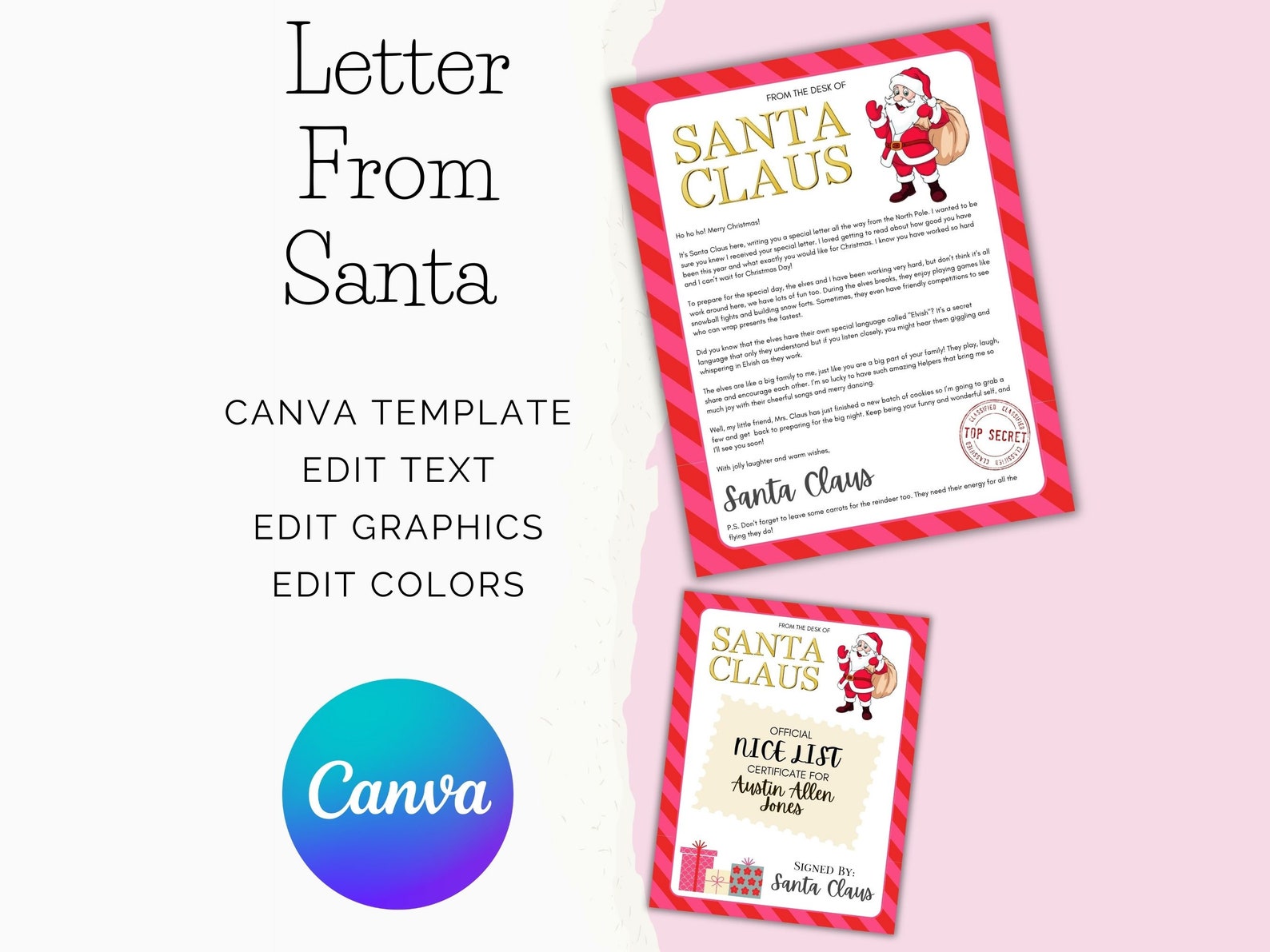 Letter From Santa, Secret Santa Ideas, Santa Letters, Nice List ...