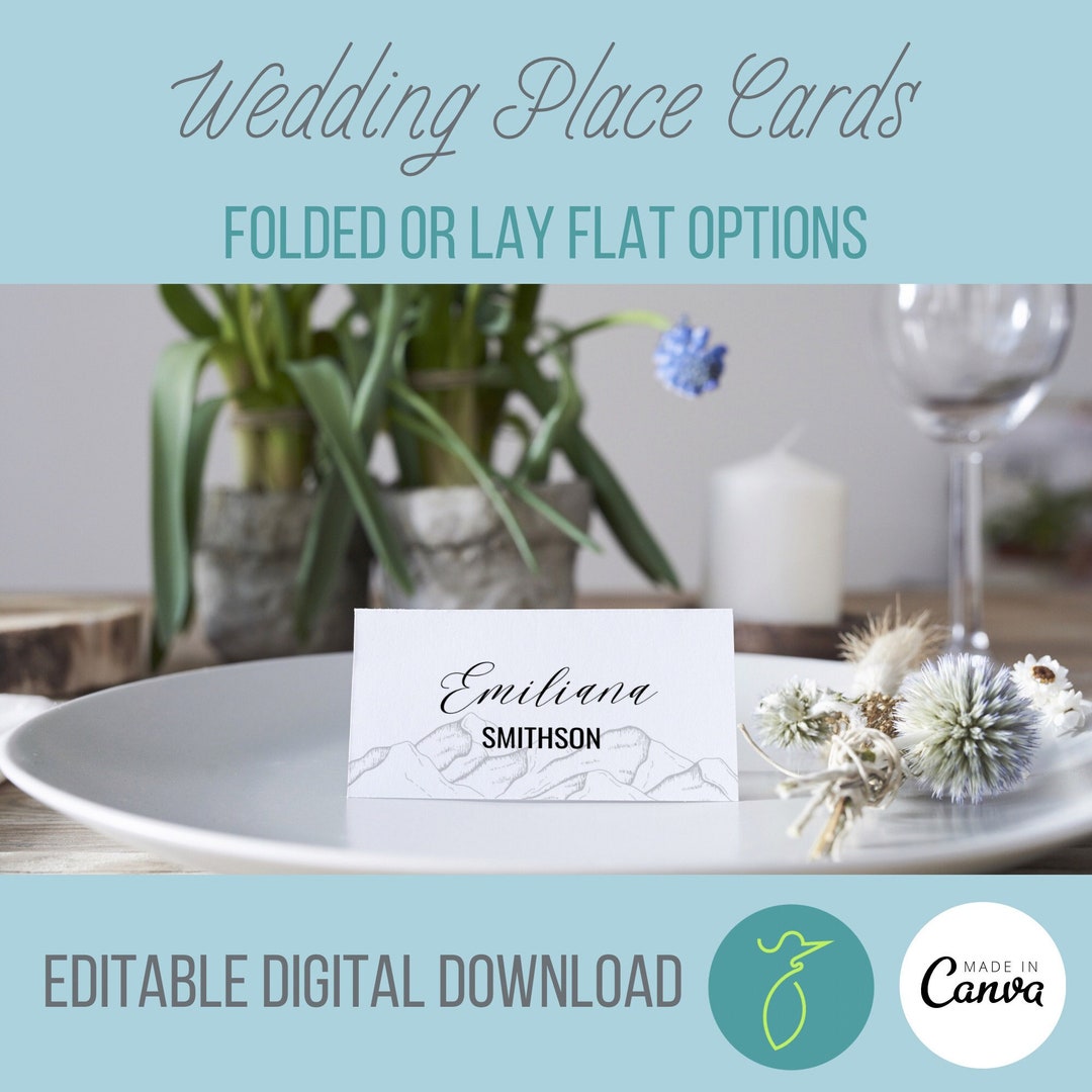 Modern Mountain Calligraphy Wedding Place Cards DIY Wedding - Etsy