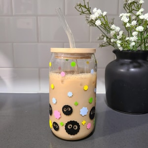 Soot Sprite Glass Cup, Iced Coffee Cup, Vinyl Tumbler, Anime Cup, Beer ...