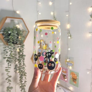 Soot Sprite Glass Cup, Iced Coffee Cup, Vinyl Tumbler, Anime Cup, Beer ...