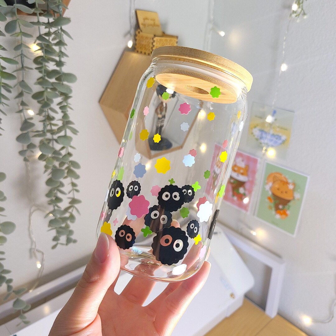 Soot Sprite Glass Cup, Iced Coffee Cup, Vinyl Tumbler, Anime Cup, Beer ...