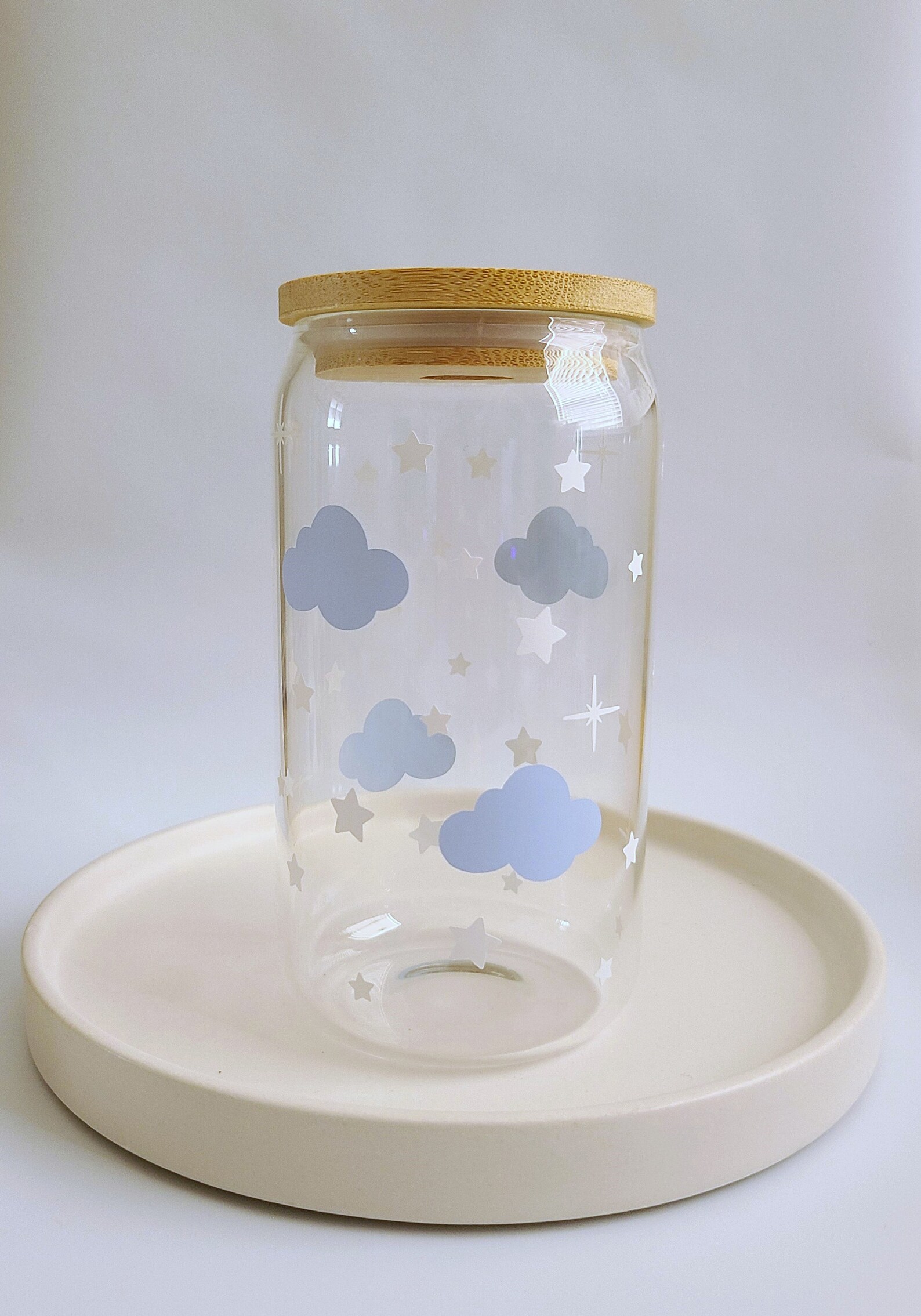 Stars Glass Cup, Vinyl Cup, Iced Coffee Cup, Beer Can Glass, Clouds - Etsy