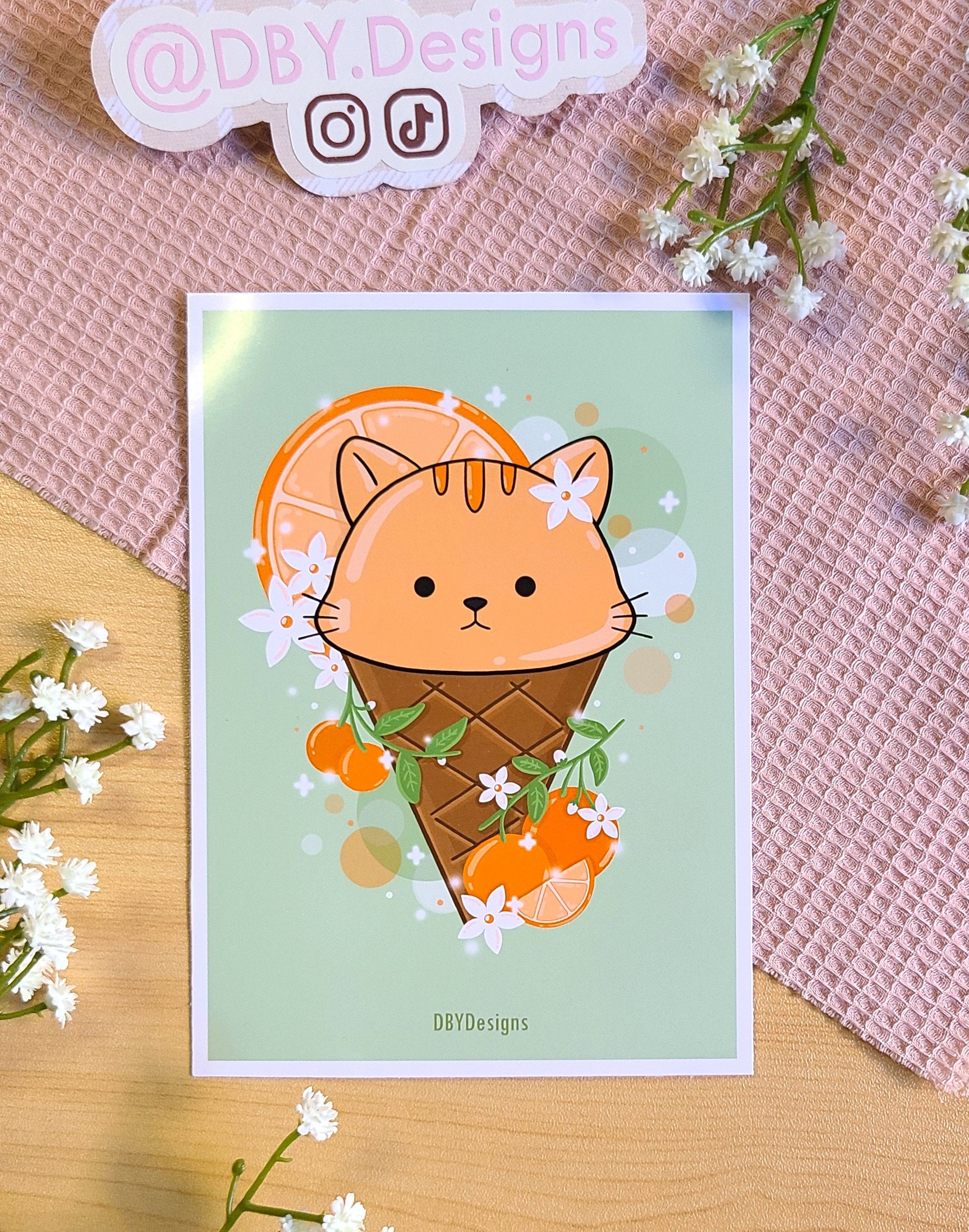 Cute Cat Art Print, Kawaii Art Print, Cute Wall Decor, - Etsy