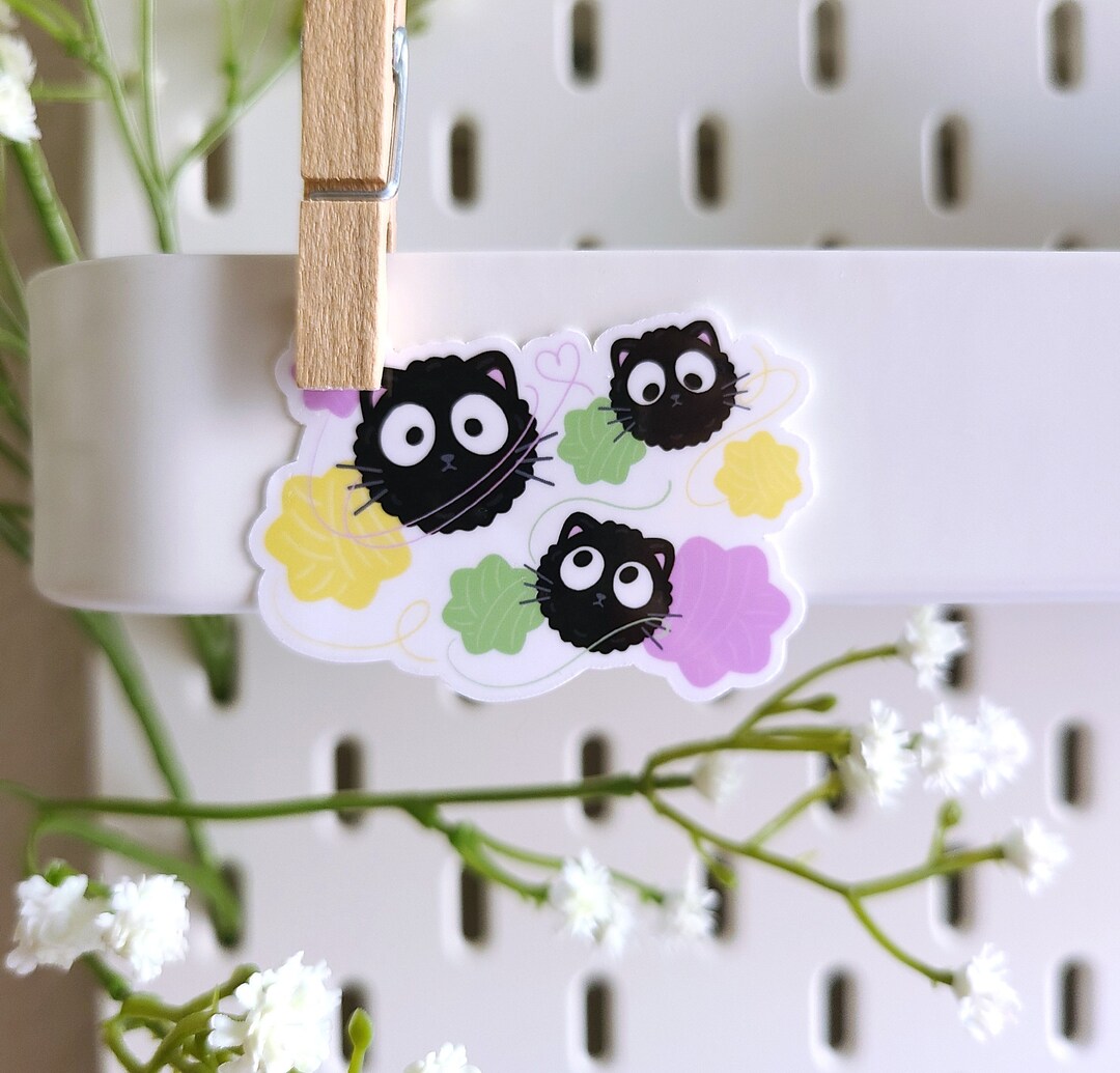 Kawaii Soot Cat Sticker, Waterproof Sticker - Etsy