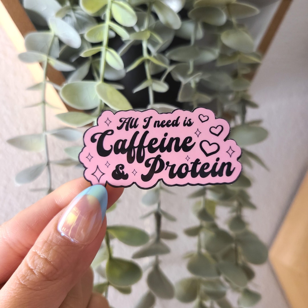 Caffeine and Protein Sticker, Gym Vinyl Sticker, Waterproof Sticker - Etsy