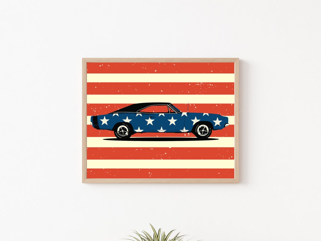 Classic Muscle Car Print, Retro Car Print, Classic Car Wall Art ...