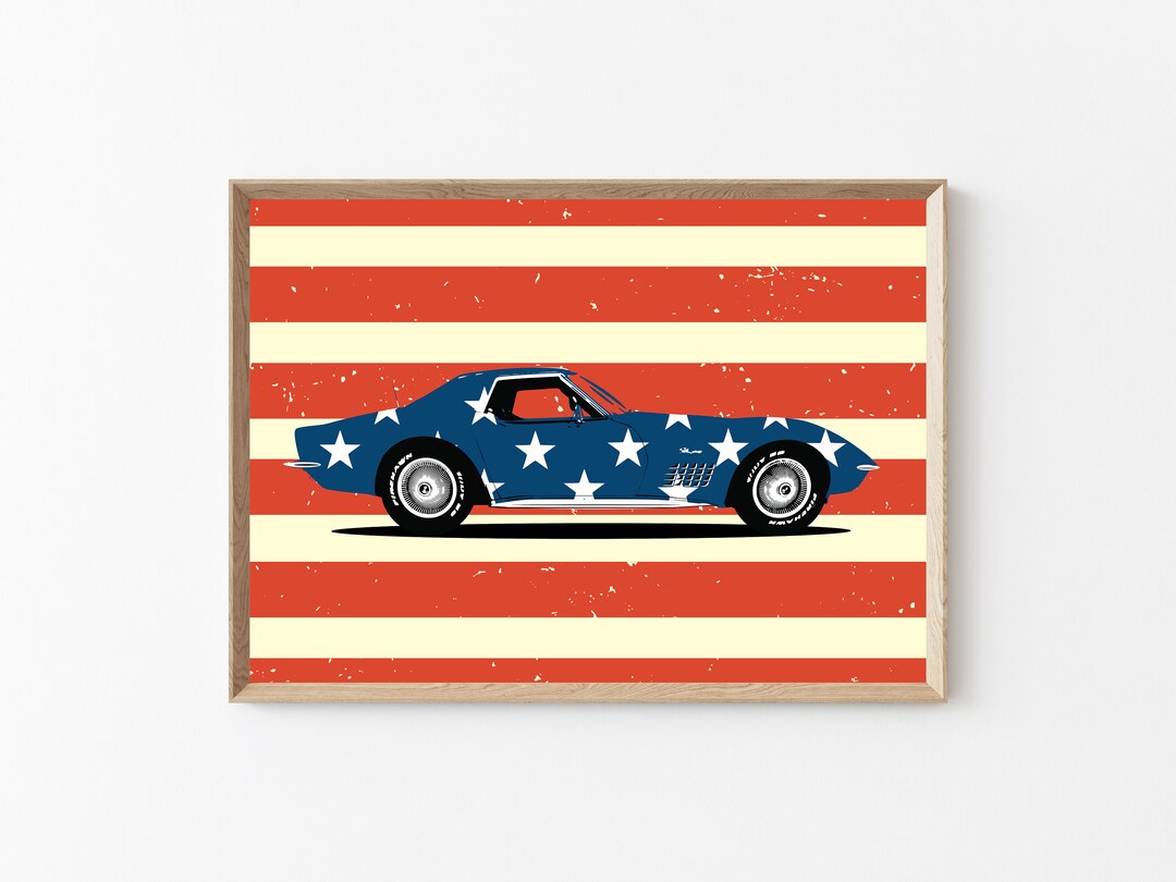 Classic Muscle Car Print, Retro Car Print, Classic Car Wall Art ...
