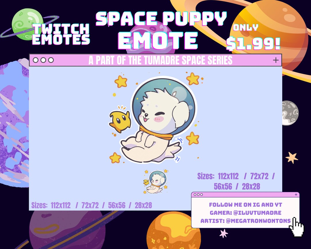 Kawaii Space Puppy Twitch Doggo Discord Dog Emote for Streaming Gaming ...