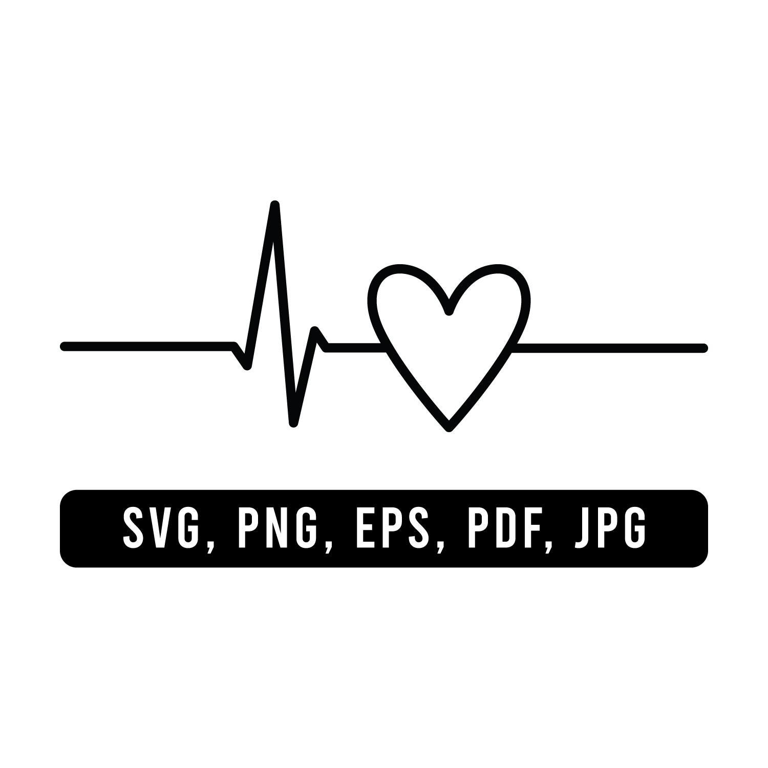 Heartbeat SVG, ECG EKG Line Svg, Heartbeat Cut File, Love Heartbeat Png ...