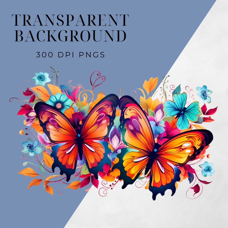 Vibrant Butterfly Clipart Collection: Digital Download, Scrapbooking ...