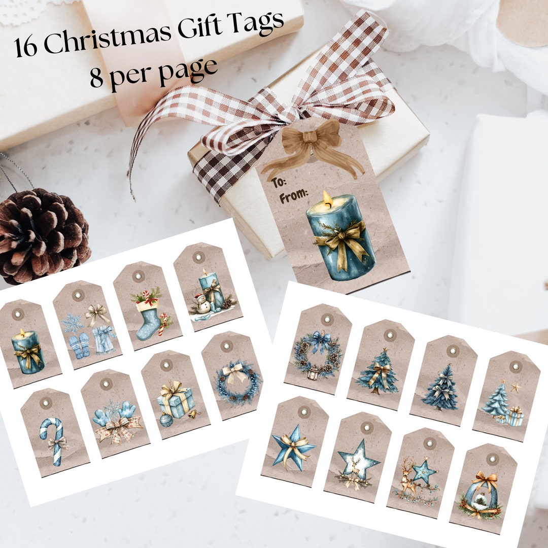 Printable Christmas Gift Tags, DIY Cut With Scissors or Cutting Machine ...