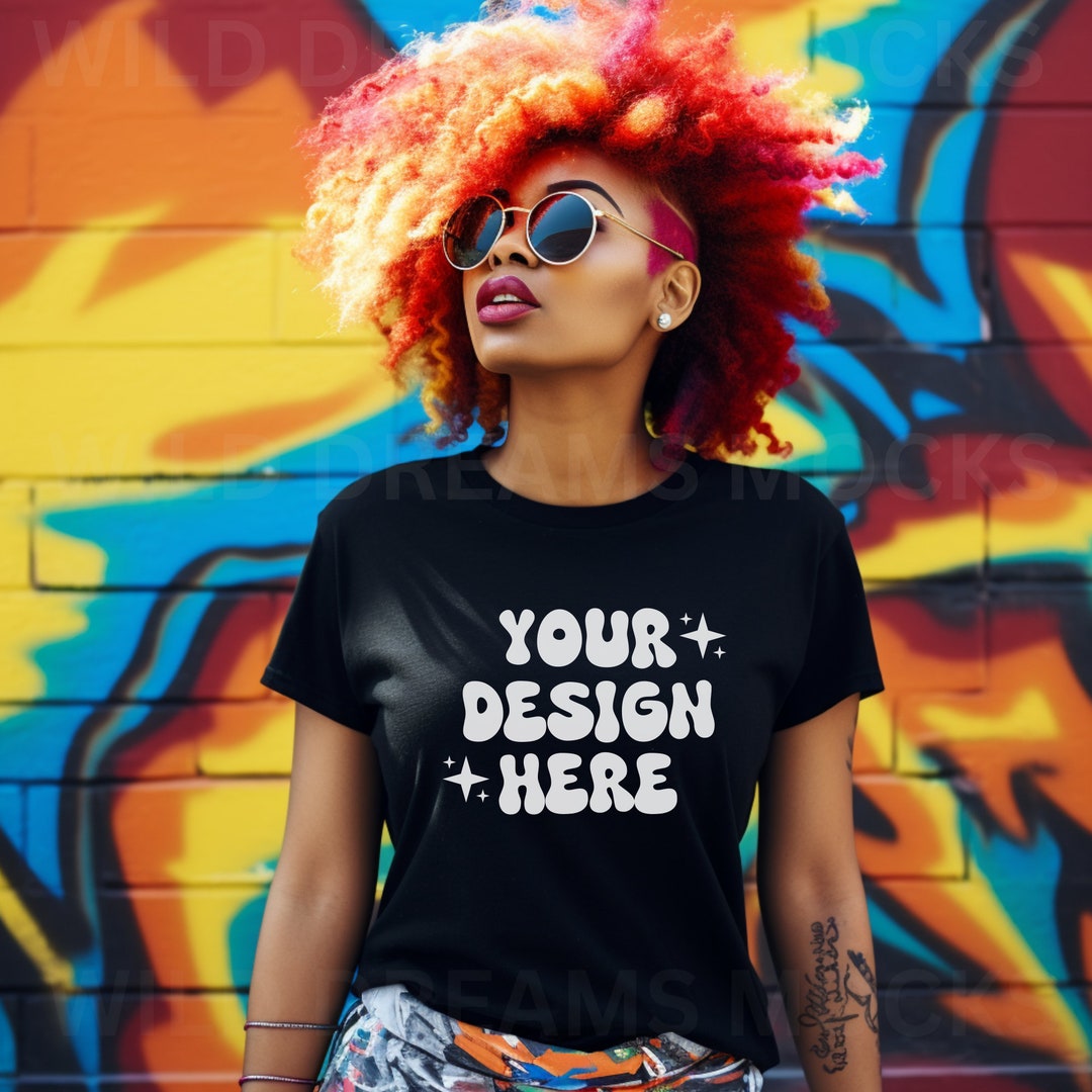 Bella Canvas 3001 Mockup Black, Bella Canvas Mockup, Black Model Mockup ...