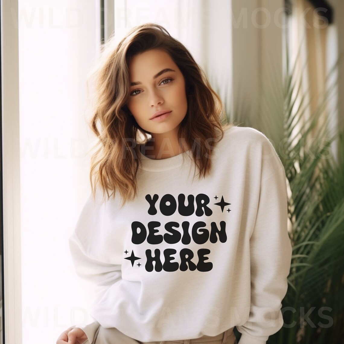 Gildan 18000 White Crewneck, Sweatshirt Mockup, Oversized White Hoodie ...