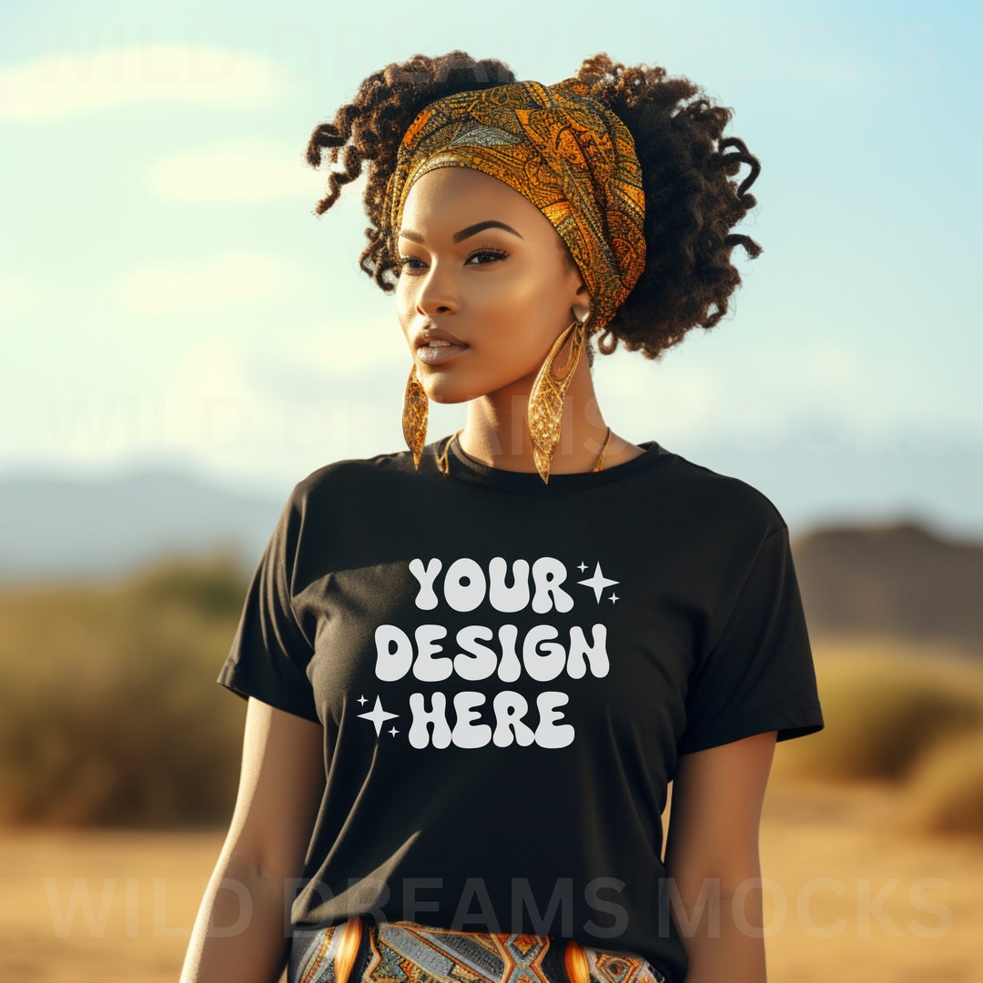 Bella Canvas 3001 Mockup Black, Bella Canvas Mockup, Black Model Mockup ...