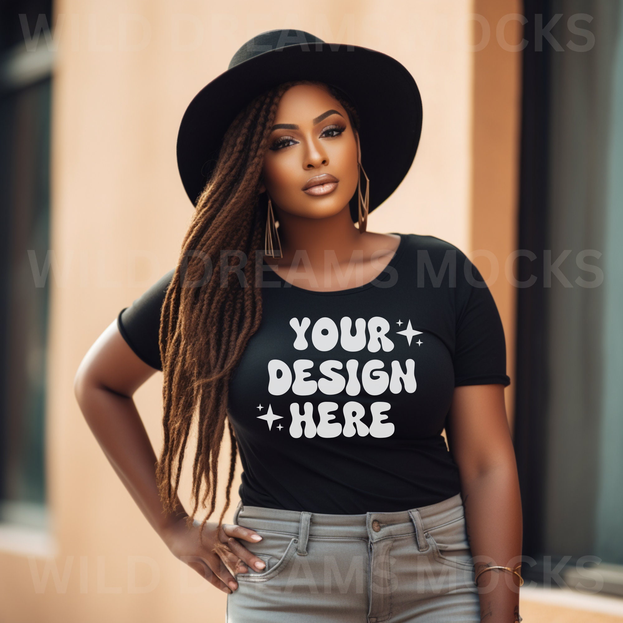 Black Model T-shirt Mockup Bundle, Bella Canvas 3001 Mockup White ...
