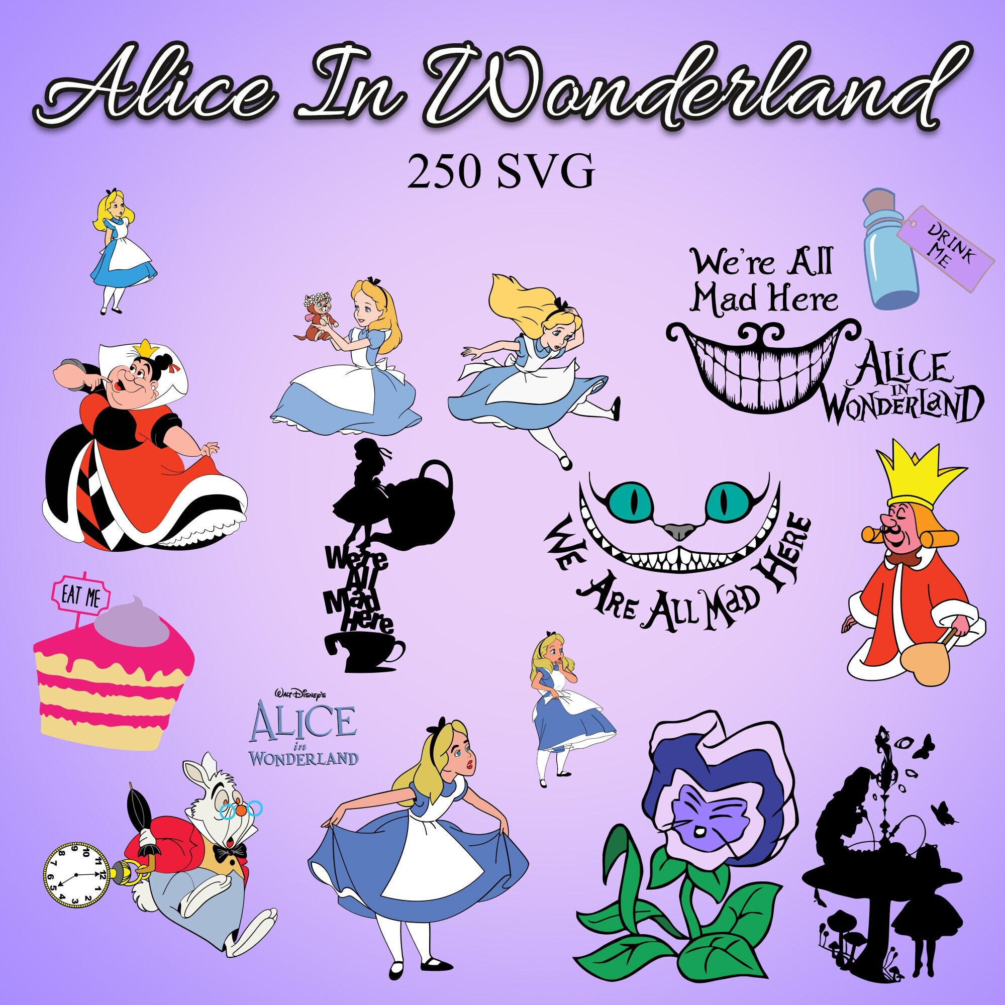 Alice in Wonderland SVG Bundle Alice SVG Princess Svg Alice in ...
