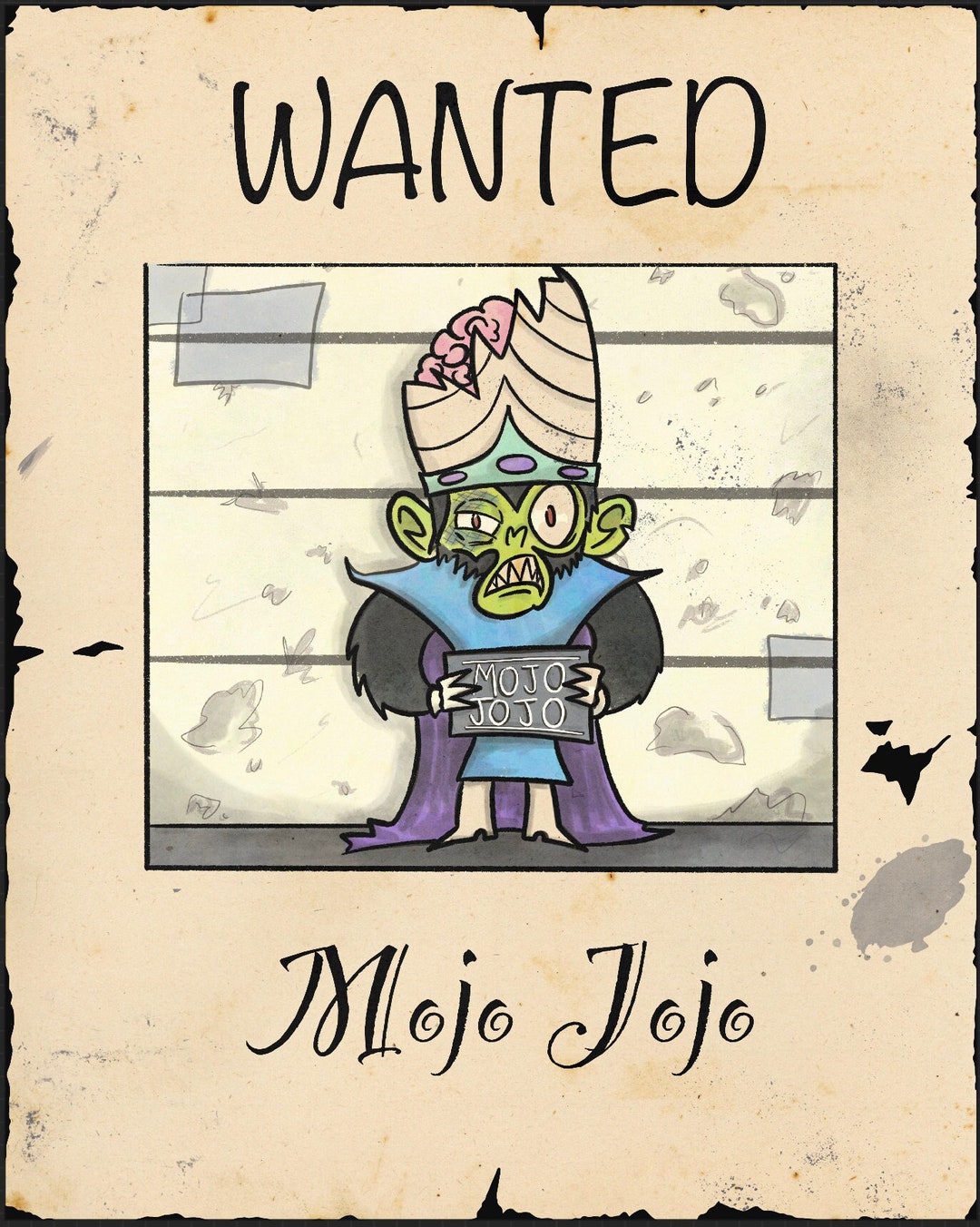 Powerpuff Girls Mojo Jojo Wanted Poster - Etsy