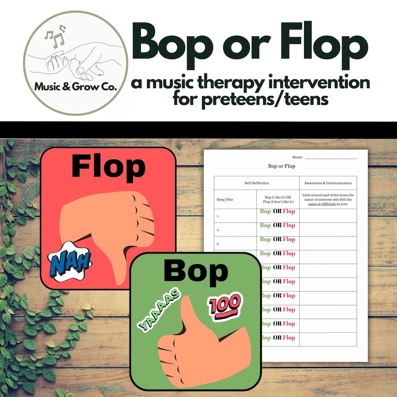 Bop or Flop | A Music Therapy Intervention for Preteens/teens - Etsy
