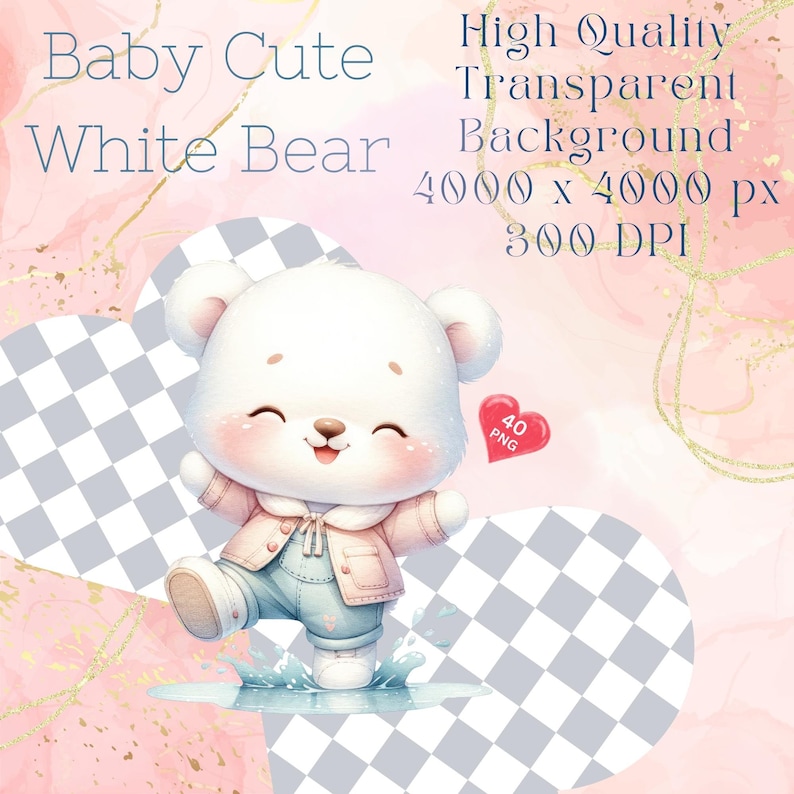 Watercolor Cute Baby White Bear Set 2, Cute Baby White Bear Clipart ...
