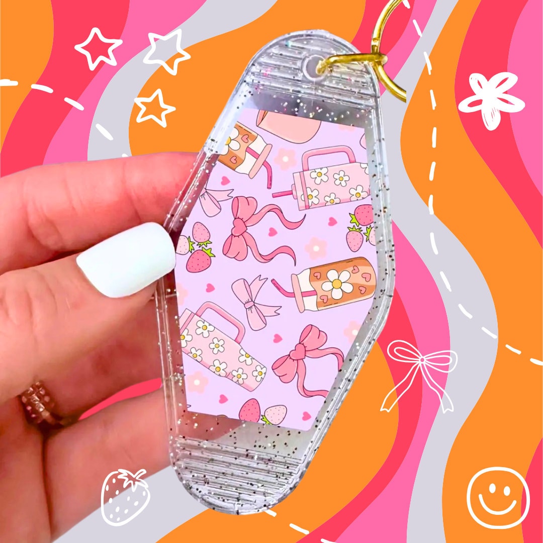 Motel Key Coquette Keychain, Plastic Keychain, Happy Trendy Girly ...
