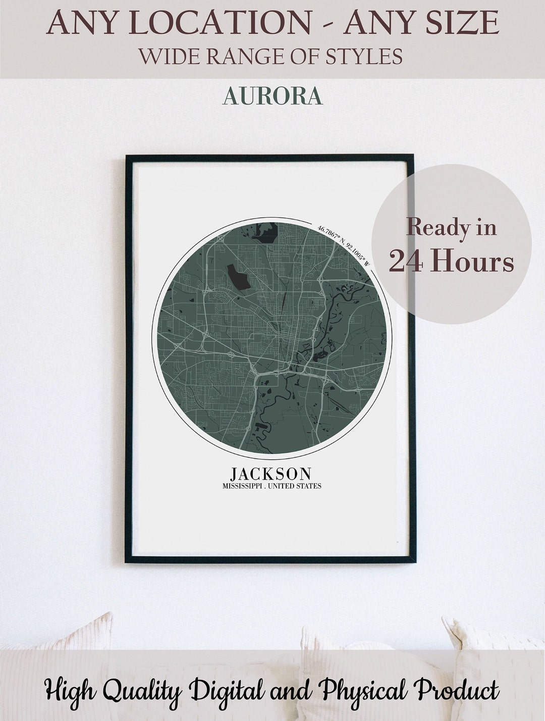 Custom Circular Map, City Map Print, Wall Art, Personalized Map ...