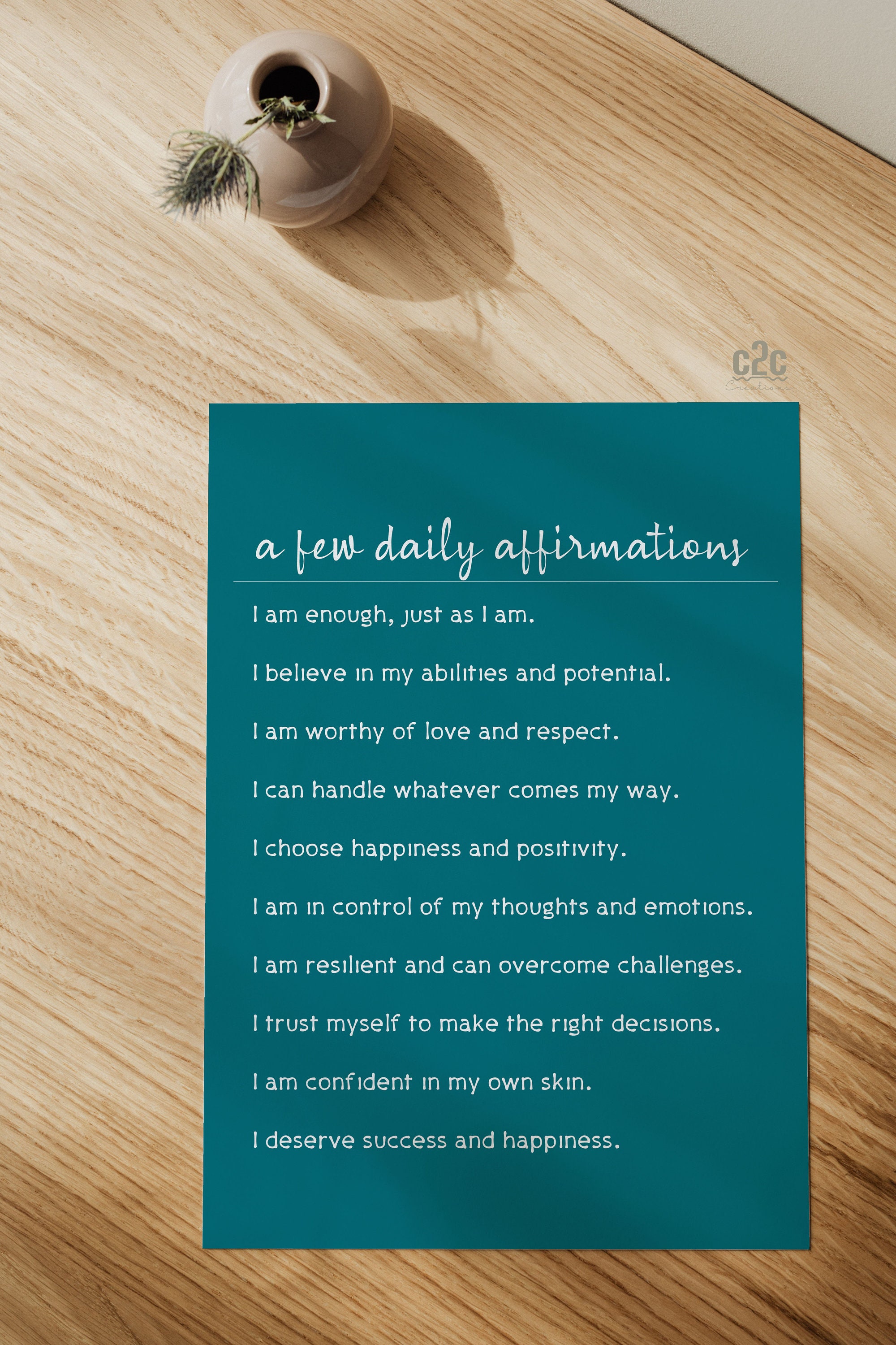 Affirmations Poster, Digital Download, Printable Wall Art, Meditation ...