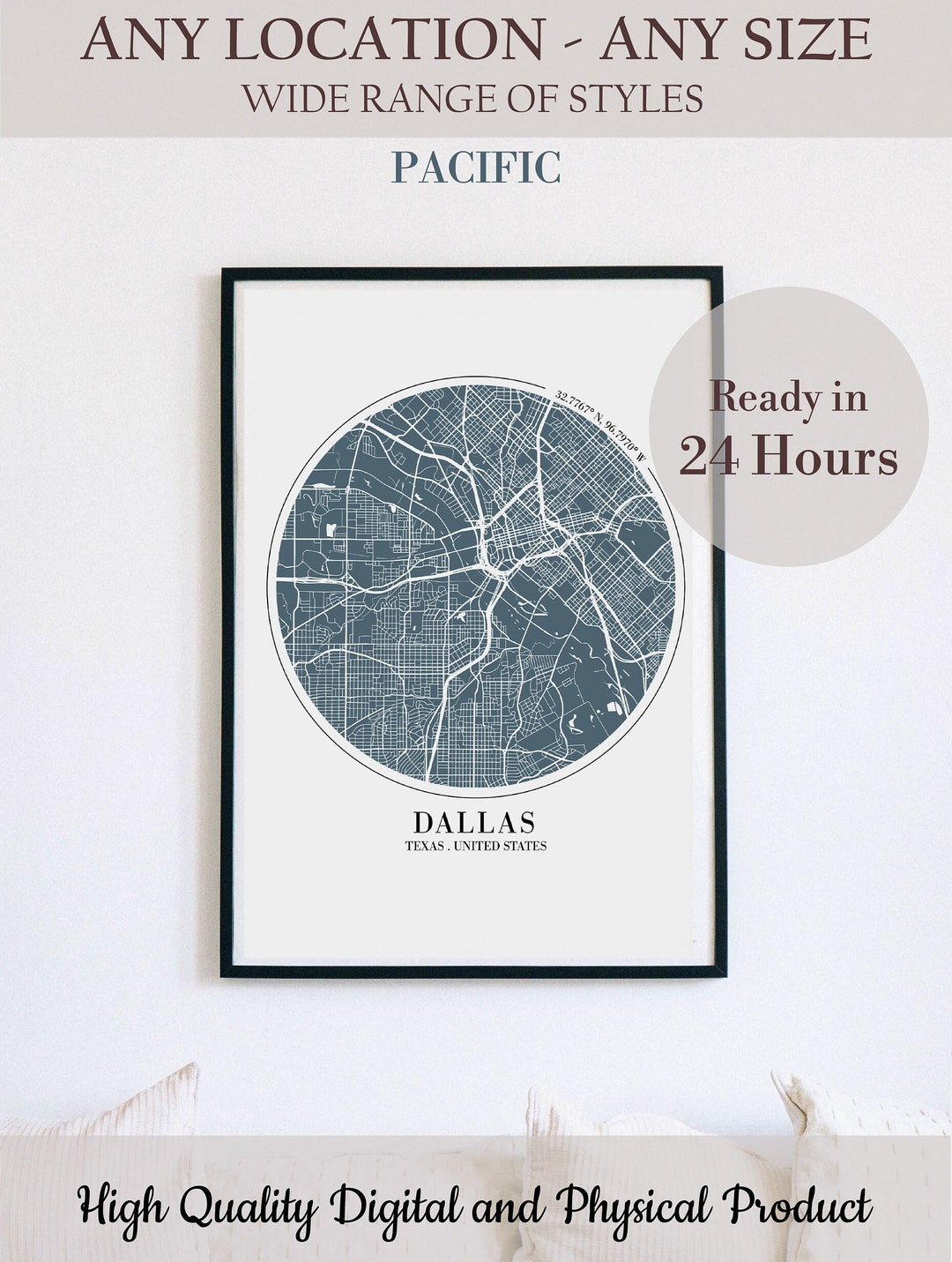 Custom Circular Map, City Map Print, Wall Art, Personalized Map ...