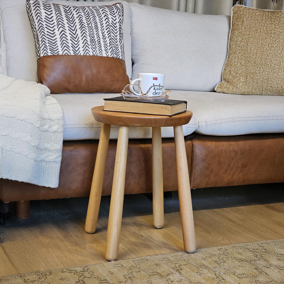 Handcrafted Wooden Stool, Solid Wood Furniture, Rustic Home Decor ...