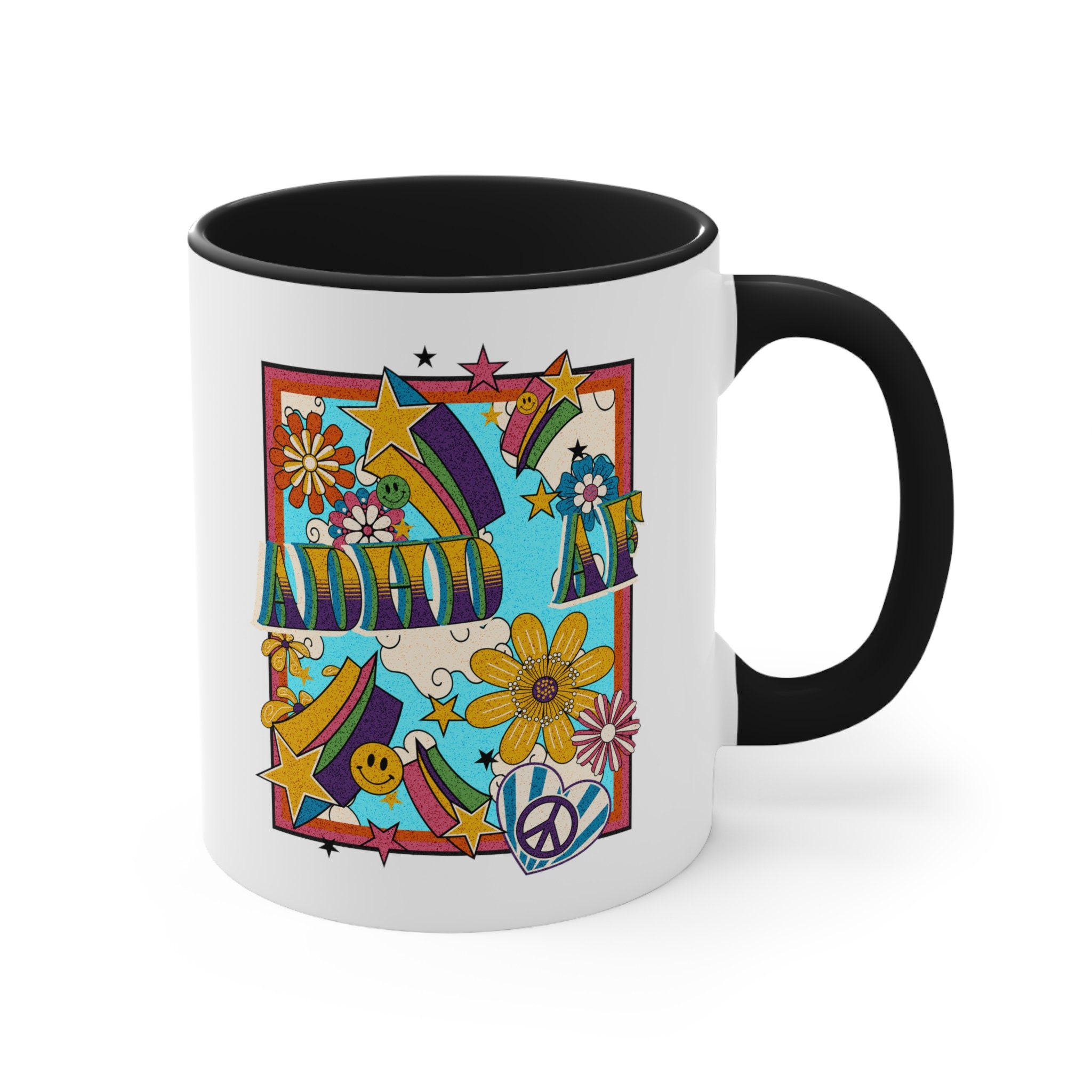 Adhd Af Coffee Mug, Retro Mug Adhd Gift Idea, Neurodivergent Coffee Cup ...