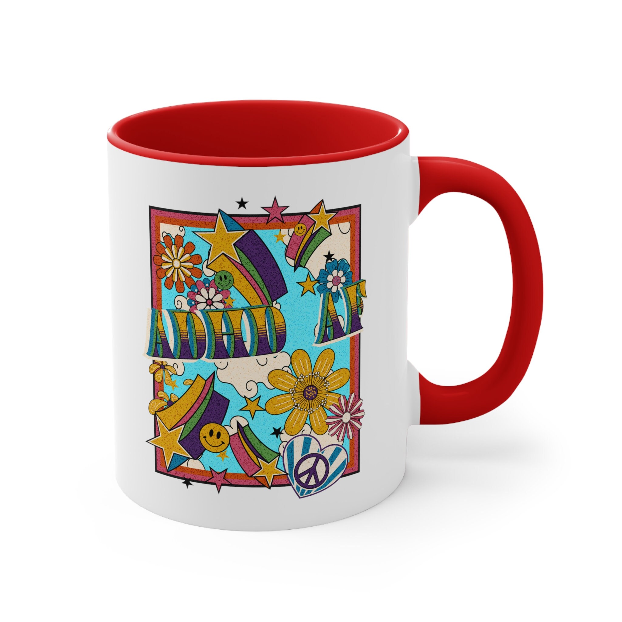 Adhd Af Coffee Mug, Retro Mug Adhd Gift Idea, Neurodivergent Coffee Cup ...