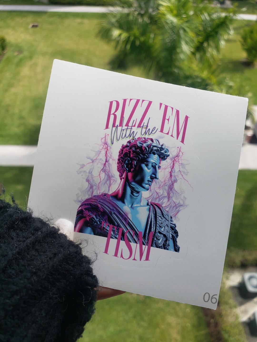 Rizz Em With the Tism Notebook Sticker, Neurospicy Water Bottle Sticker ...