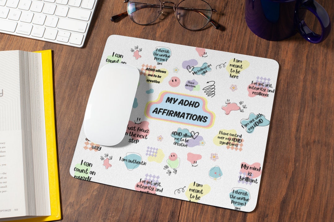 Adhd Affirmations Mouse Pad, Mental Health Desk Accessories, Adhd and ...