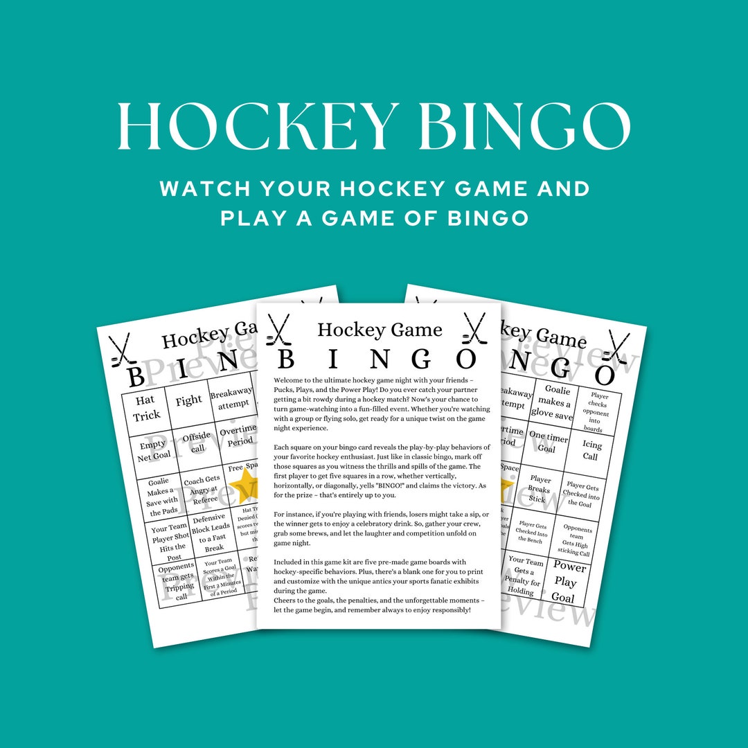 Sports Bingo. Printable Bingo Card. Digital Bingo Card. Hockey Bingo ...