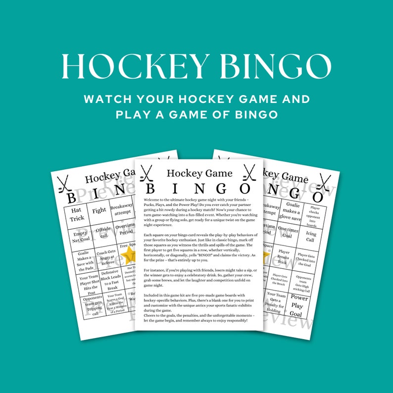 Sports Bingo. Printable Bingo Card. Digital Bingo Card. Hockey Bingo ...
