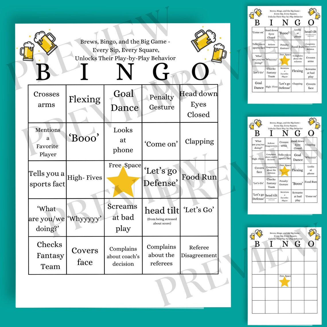 Printable Bingo Card. Sports Bingo Game. Hockey Bingo Game. Baseball ...