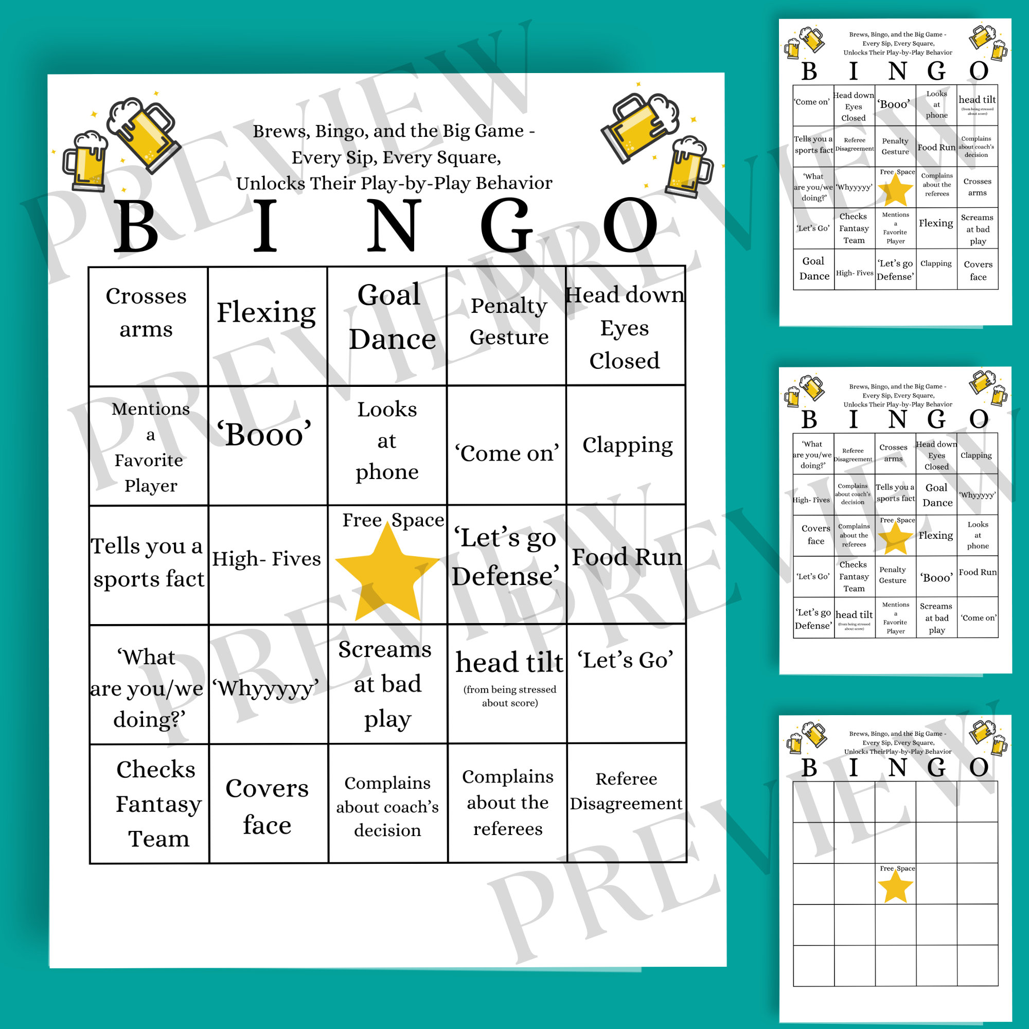 Printable Bingo Card. Sports Bingo Game. Hockey Bingo Game. Baseball ...