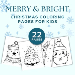 Christmas Kids Coloring Sheets - Bold, Easy, Cozy Winter Pages, Kawaii ...