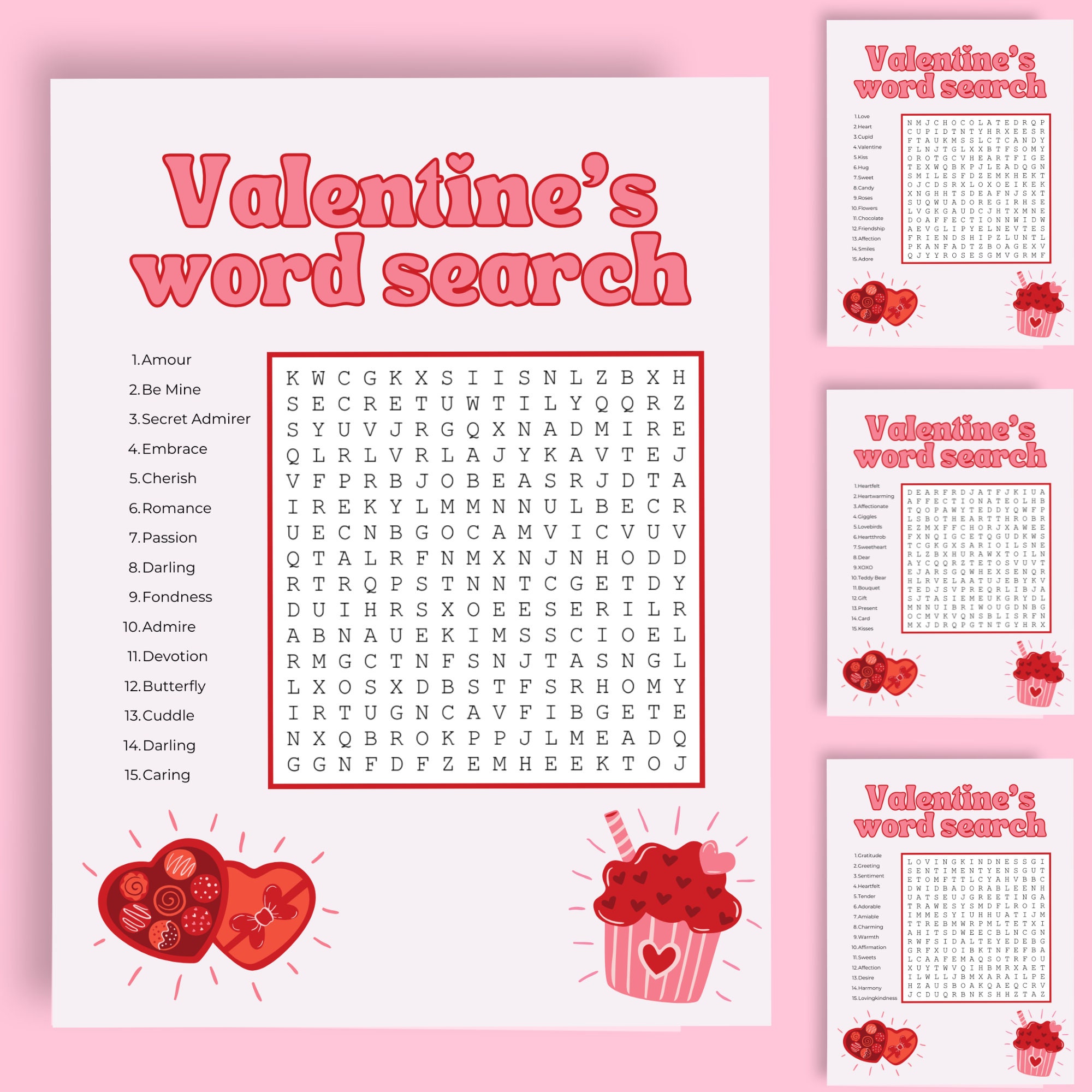Valentines Word Search. Instant Download. Preschool Valentine ...