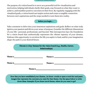 Vision Board. Goal Setting. Printable Vision Board Worksheet ...