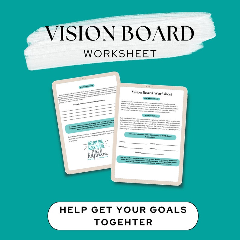 Vision Board. Goal Setting. Printable Vision Board Worksheet ...