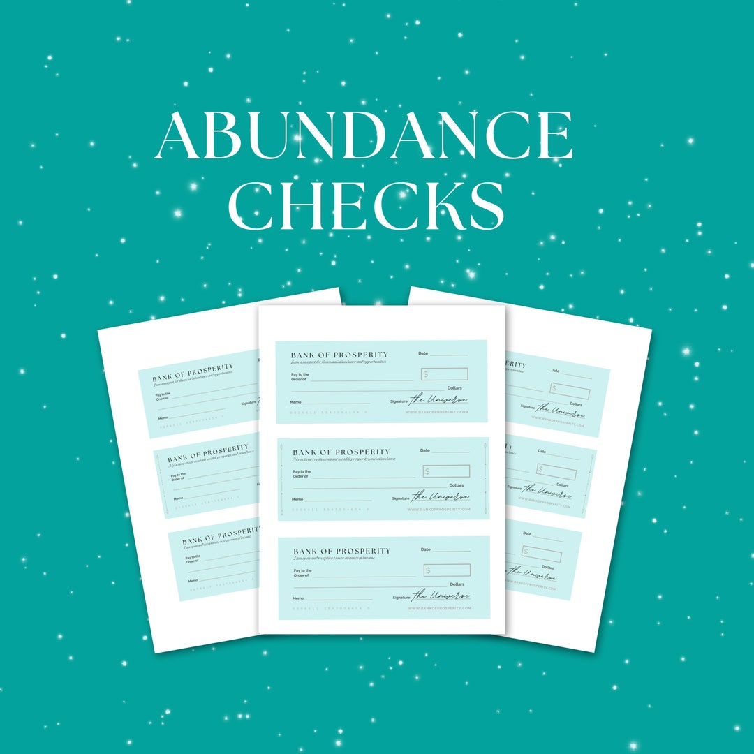 Printable Manifestation Abundance. Abundance Checks. Money ...