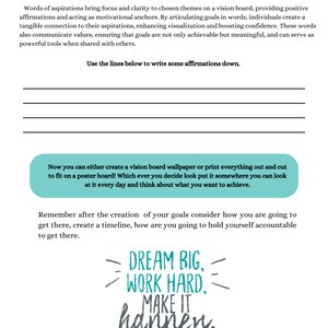 Vision Board. Goal Setting. Printable Vision Board Worksheet ...