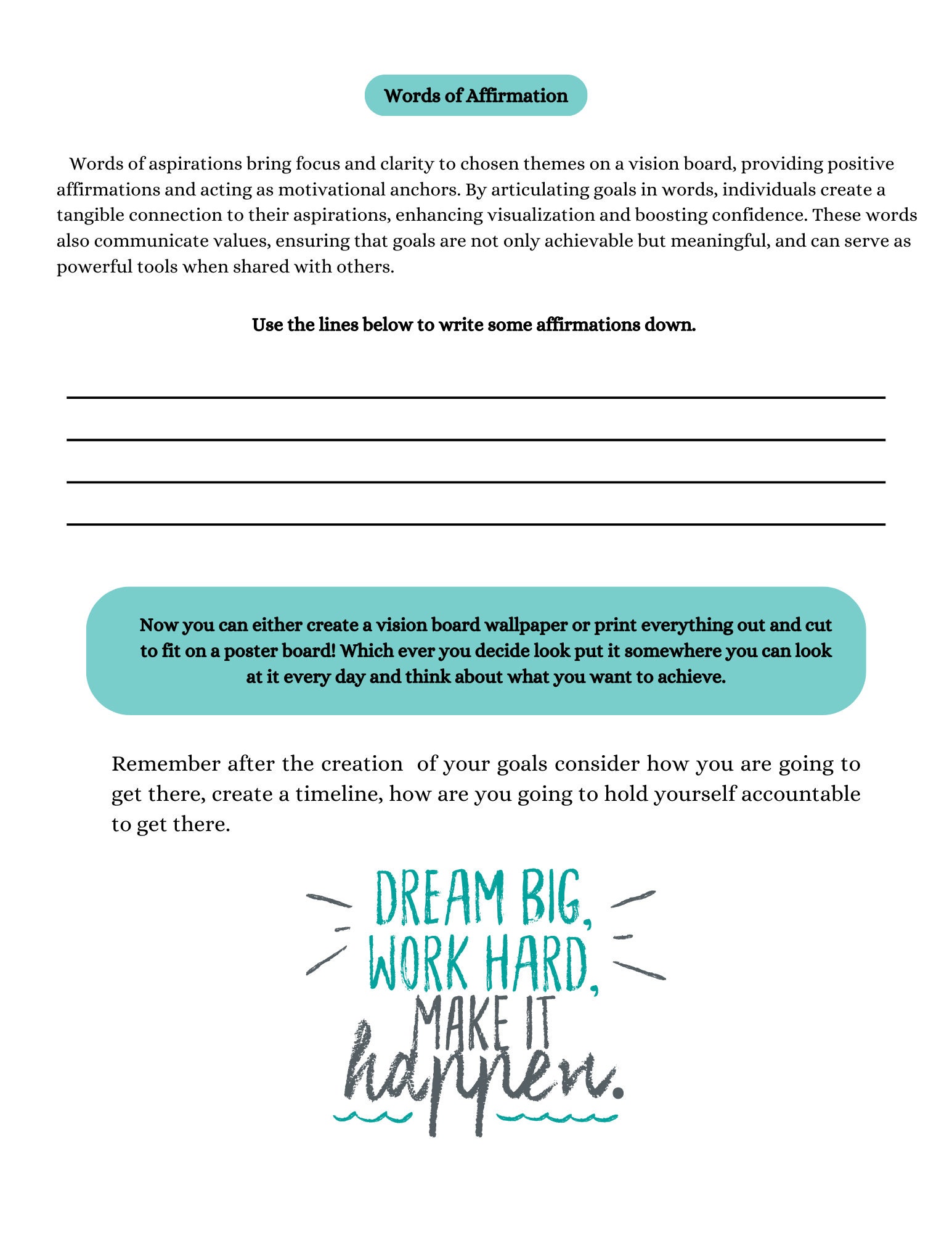 Vision Board. Goal Setting. Printable Vision Board Worksheet ...