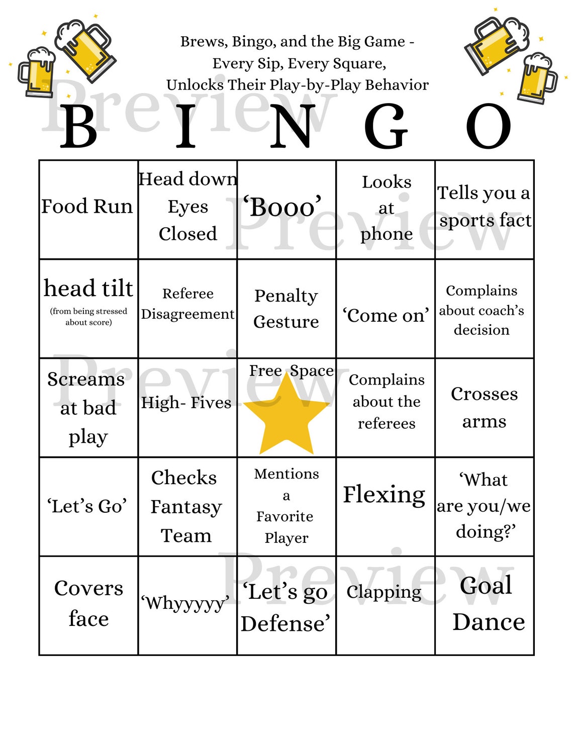 Printable Bingo Card. Sports Bingo Game. Hockey Bingo Game. Baseball ...