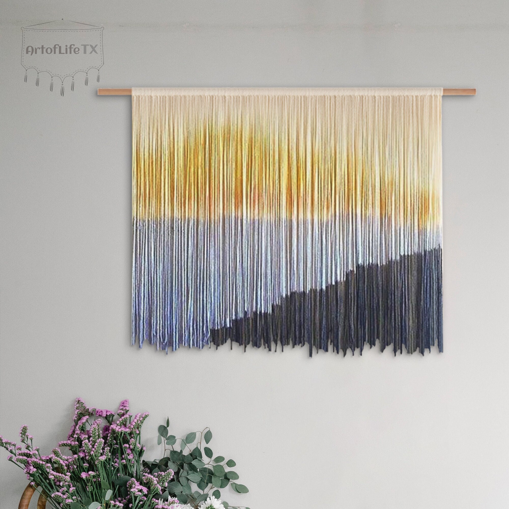 Sunrise Art Macrame Wall Hanging, Sunset Macrame Wall Art, Dip Dye ...